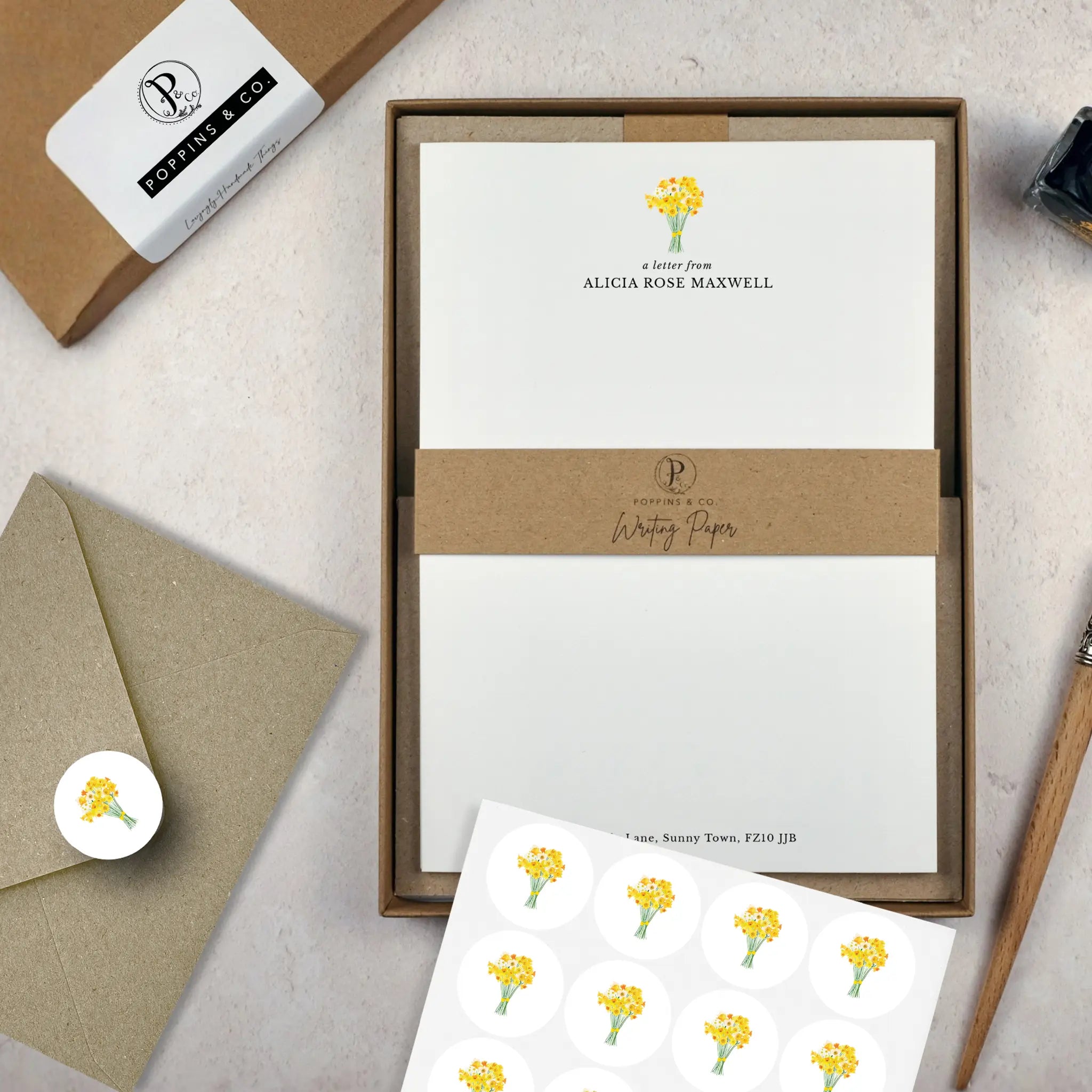 20x Letter Writing Paper Set - Daffodils - Poppins & Co.
