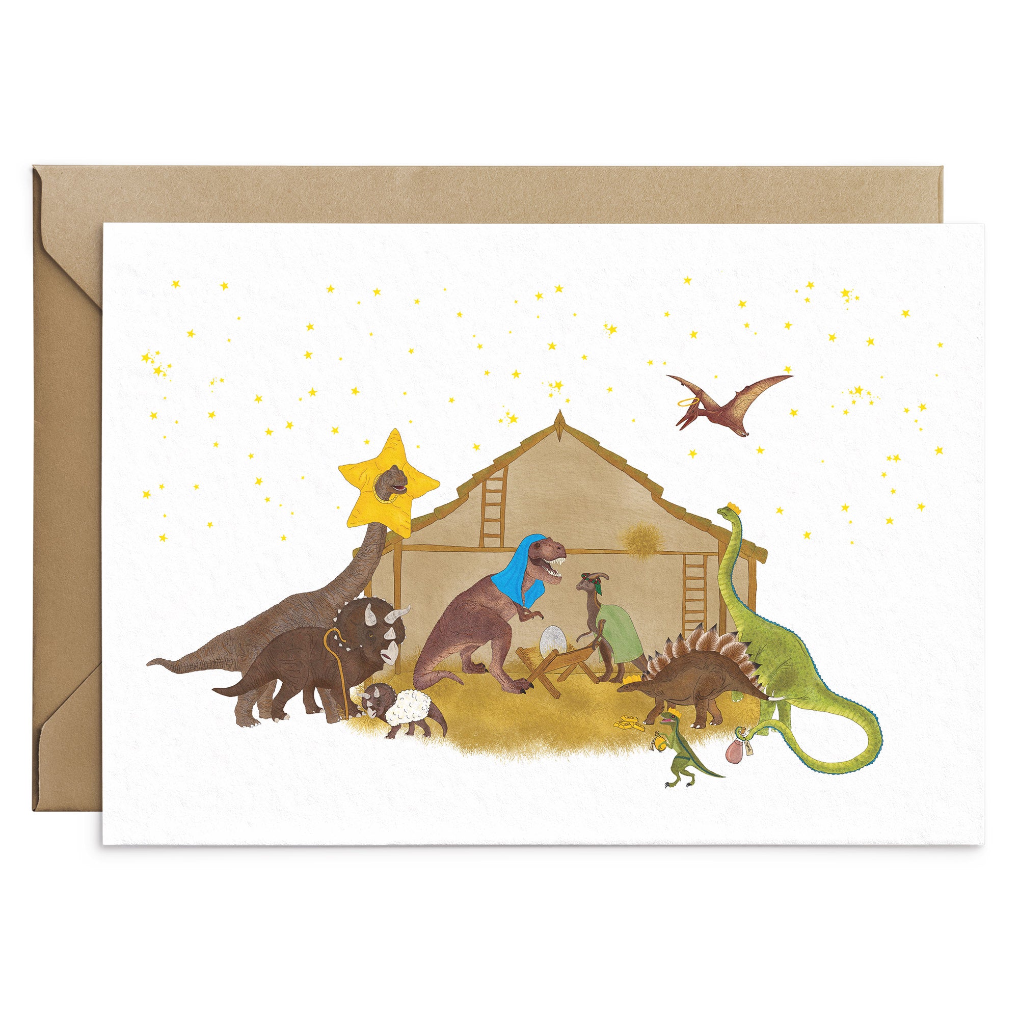 Dinosaur Nativity Christmas Card - Poppins & Co.