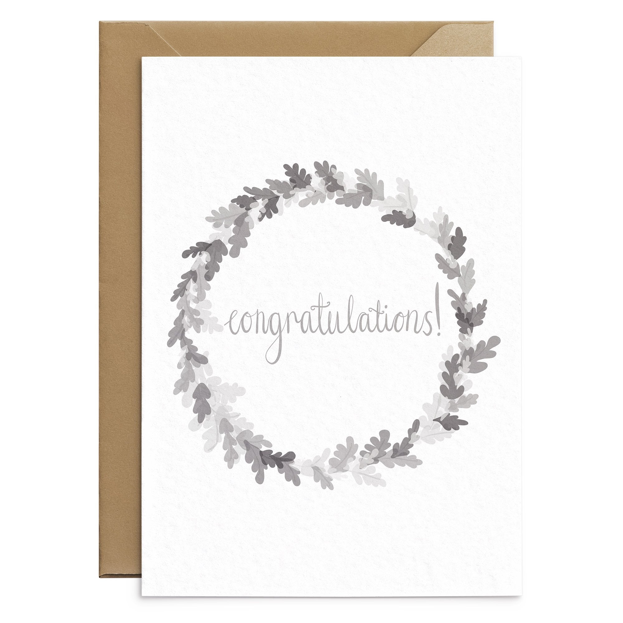 Grey Wreath - Congratulations Greeting Card - Poppins & Co.