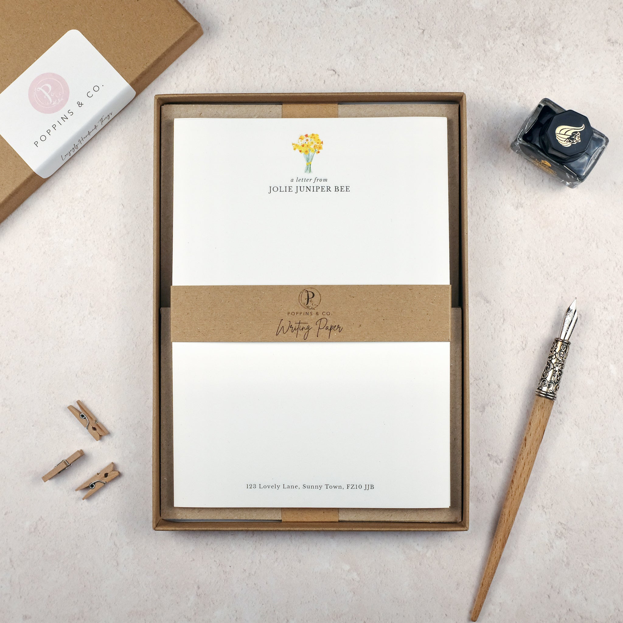 20x Letter Writing Paper Set - Daffodils - Poppins & Co.