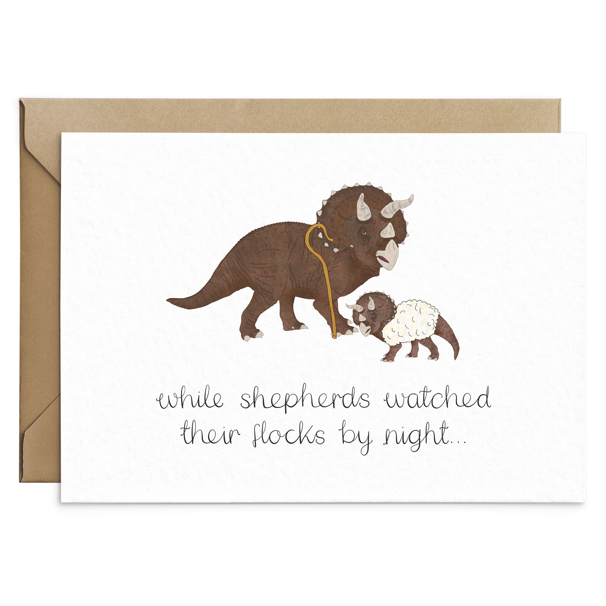 Triceratops Dinosaur Nativity Christmas Card - Poppins & Co.